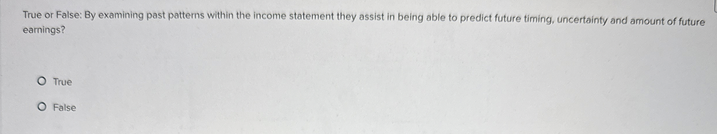 Solved True or False: By examining past patterns within the | Chegg.com