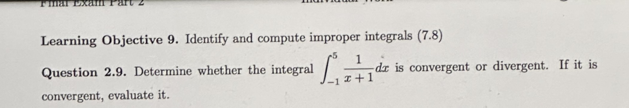 Solved Learning Objective 9. ﻿Identify and compute improper | Chegg.com