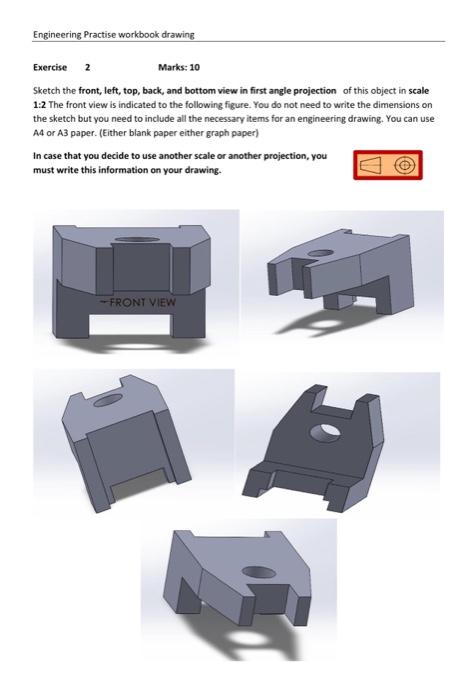 Solved Sketch the front, left, top, back, and bottom view in | Chegg.com