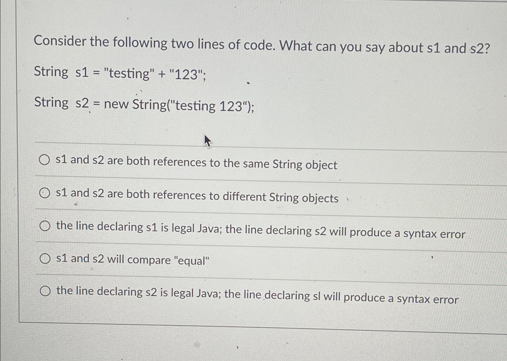 Solved Consider the following two lines of code. What can | Chegg.com