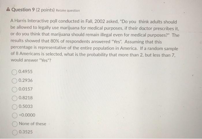 Solved A Harris Interactive poll conducted in Fall, 2002 | Chegg.com