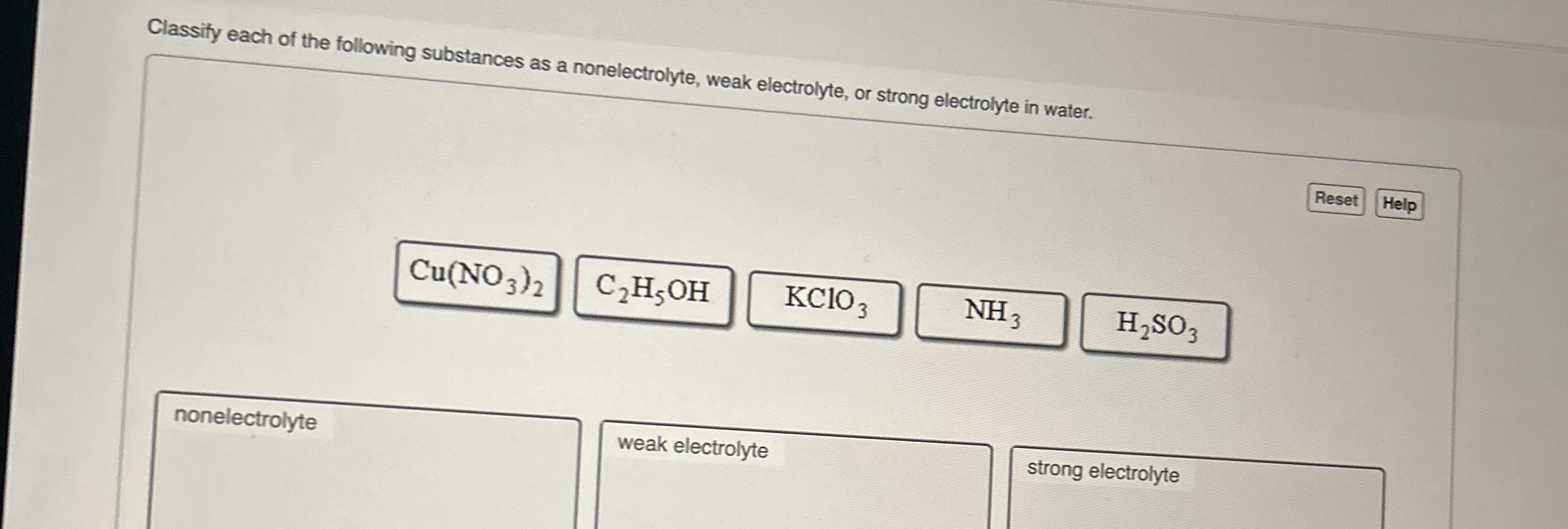 Solved Classity each of the following substances as a | Chegg.com