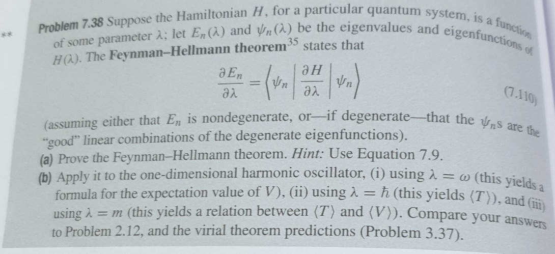 Solved Problem 7.38 ﻿Suppose the Hamiltonian H, ﻿for a | Chegg.com