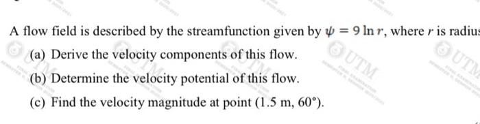 Solved A flow field is described by the streamfunction given | Chegg.com