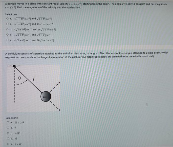 Solved A particle moves in a plane with constant radial | Chegg.com
