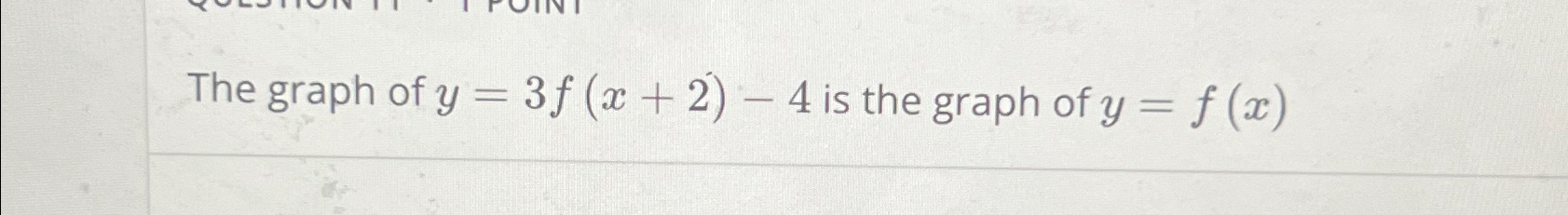 Solved The graph of y=3f(x+2)-4 ﻿is the graph of y=f(x) | Chegg.com