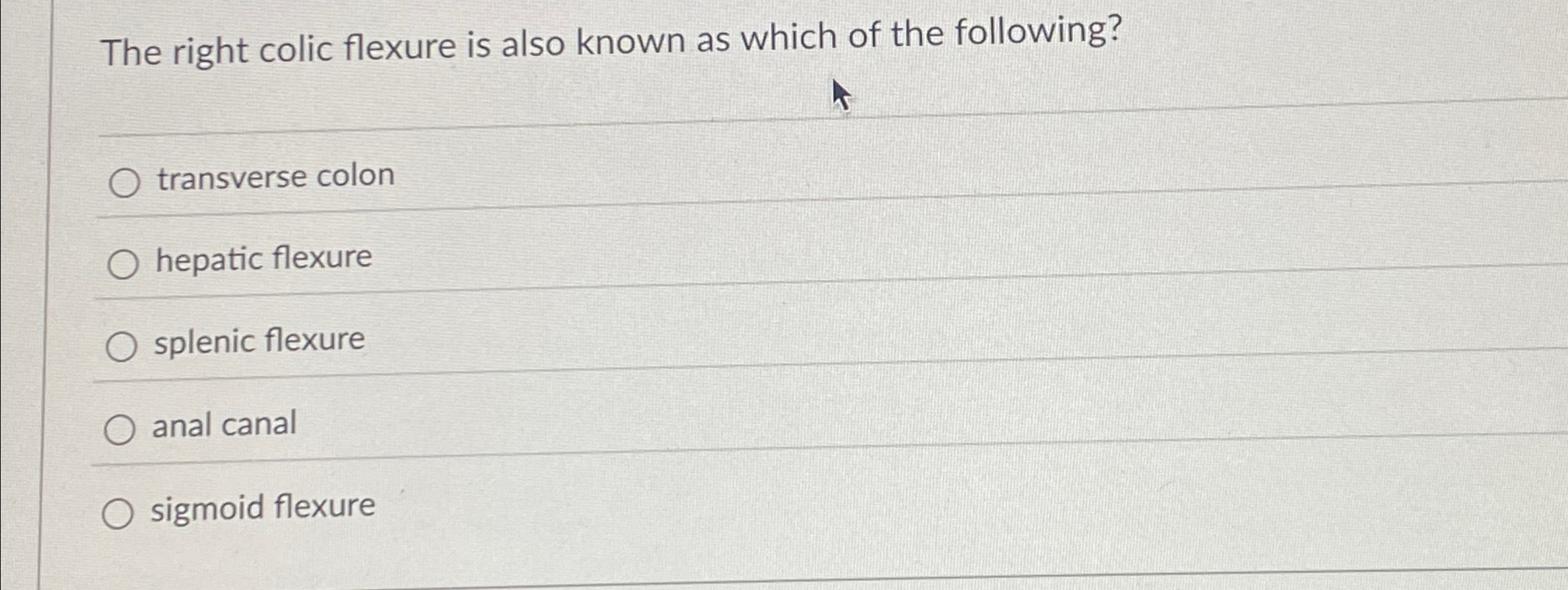 [Solved]: The right colic flexure is also known as which of
