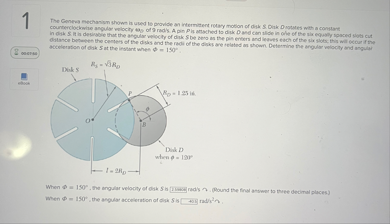 Solved 1The Geneva mechanism shown is used to provide an | Chegg.com