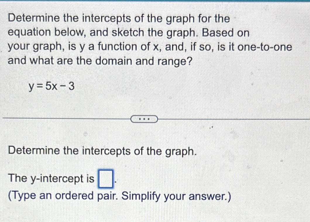 Solved Determine the intercepts of the graph for the | Chegg.com