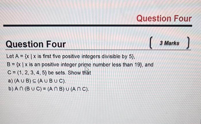 Solved Let A={x∣x is first five positive integers divisible | Chegg.com