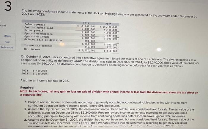 Solved The following condensed income statements of the | Chegg.com