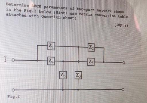 Solved Determine ABCD parameters of two-port network shown | Chegg.com