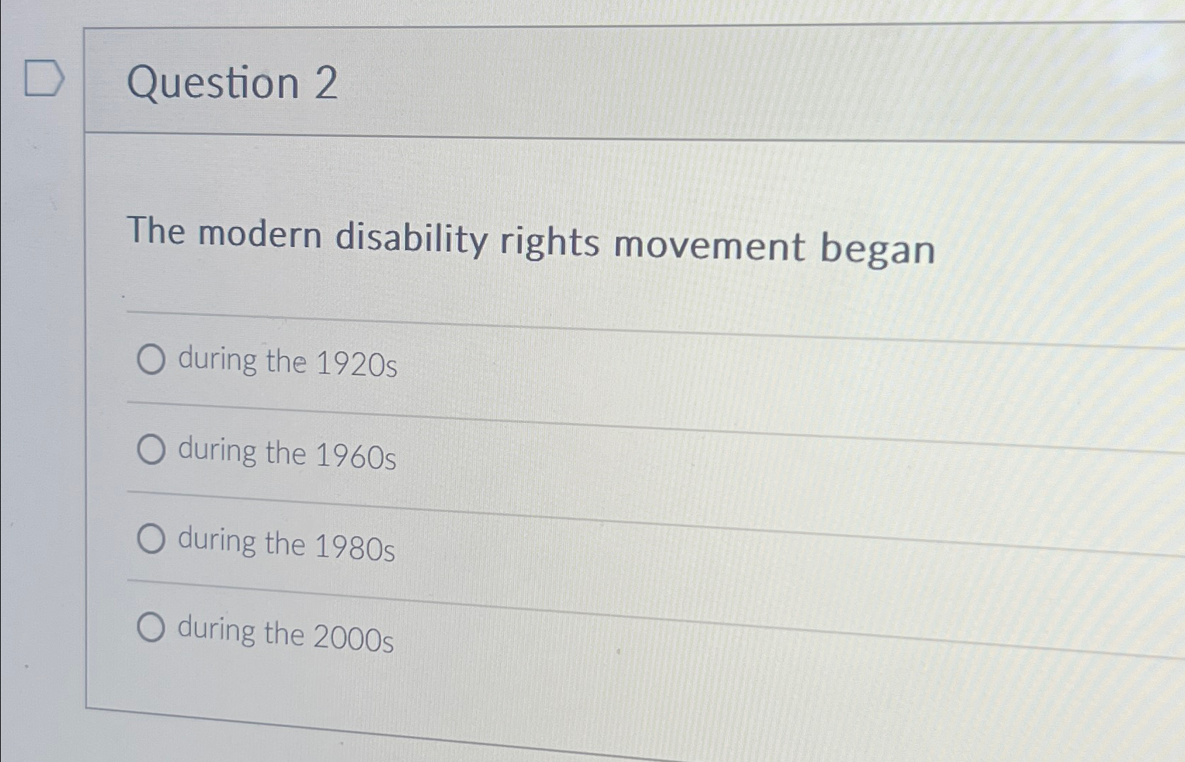 Solved Question 2The modern disability rights movement | Chegg.com