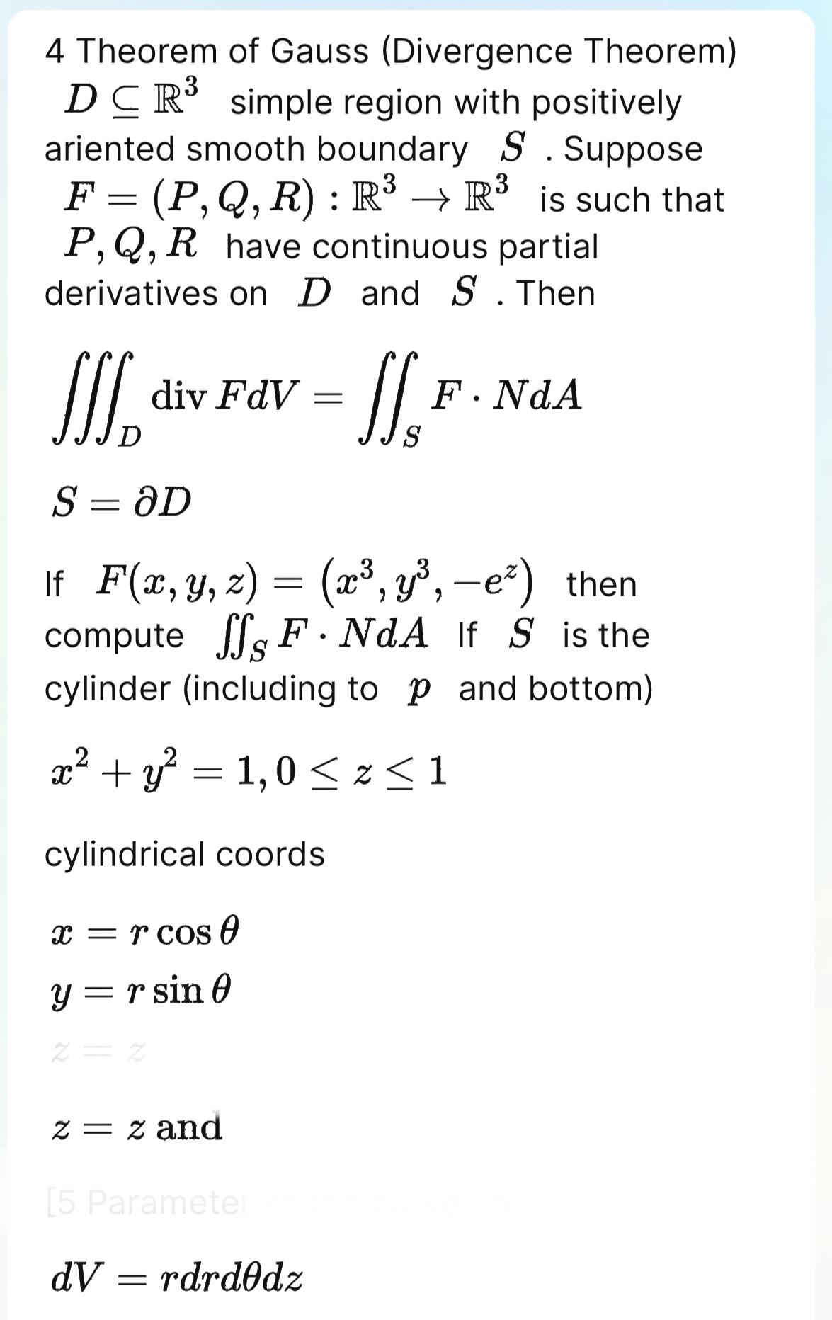 Solved 4 ﻿Theorem of Gauss (Divergence Theorem) DsubeR3 | Chegg.com