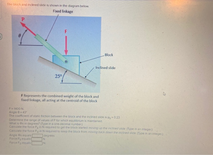 Solved The block and inclined slide is shown in the diagram | Chegg.com