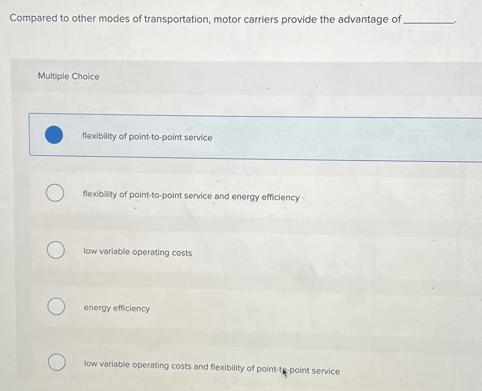 Solved Compared to other modes of transportation, motor | Chegg.com
