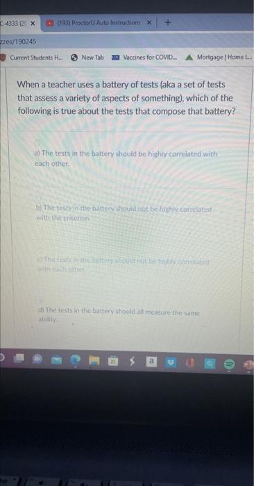 Solved When a teacher uses a battery of tests (aka a set of | Chegg.com