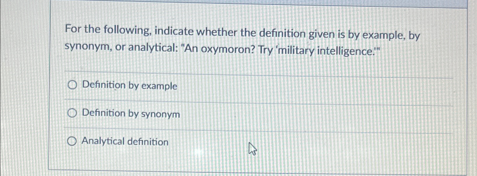 Solved For the following, indicate whether the definition | Chegg.com