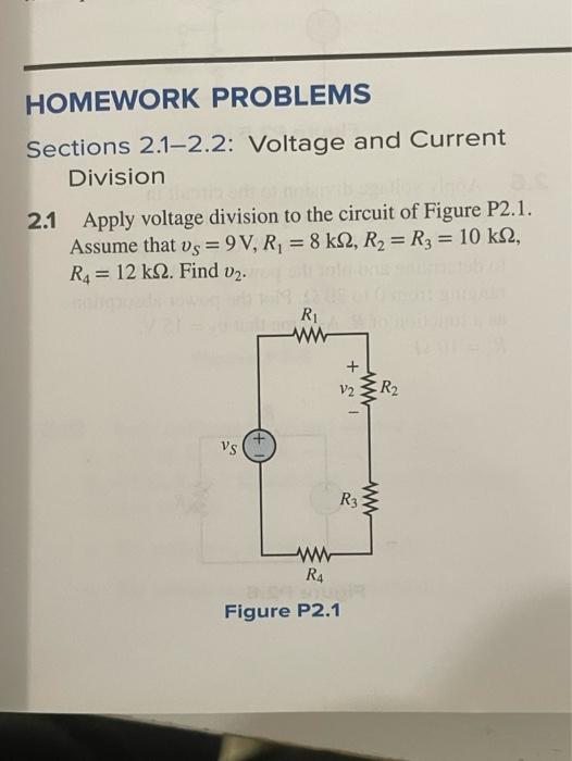 Solved 2.1 Apply voltage division to the circuit of Figure | Chegg.com