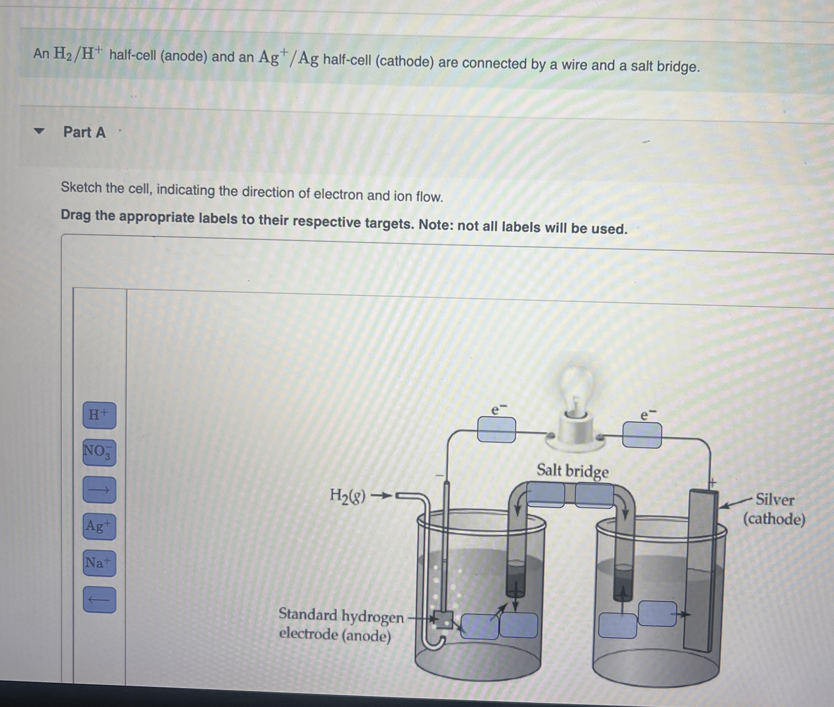 An H2/H+ ﻿ half-cell (anode) ﻿and an Ag+/Ag | Chegg.com