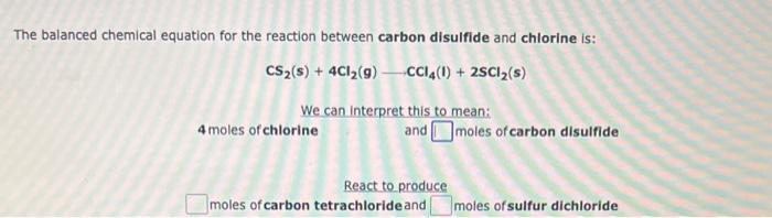 Solved The balanced chemical equation for the reaction | Chegg.com