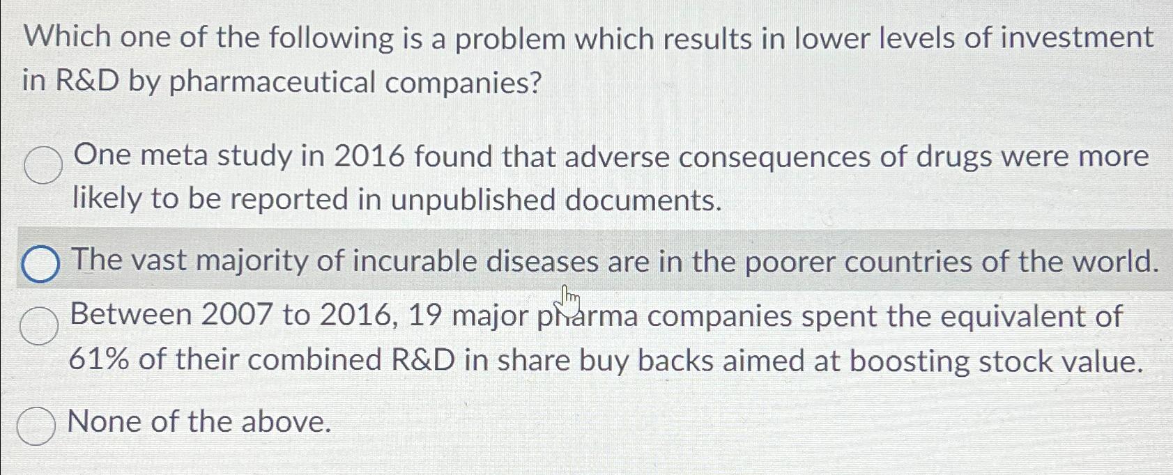 Solved Which one of the following is a problem which results | Chegg.com