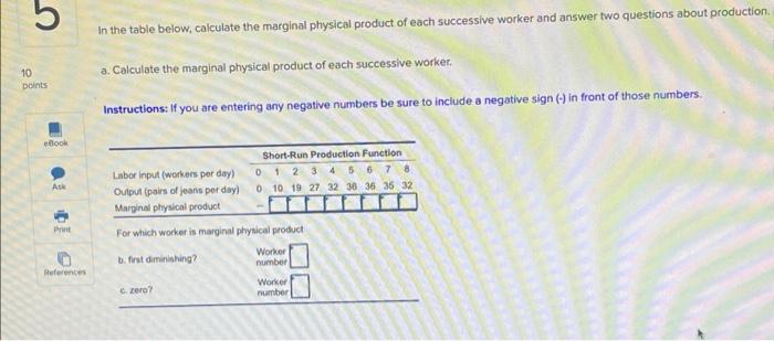 Solved In the table below, calculate the marginal physical | Chegg.com