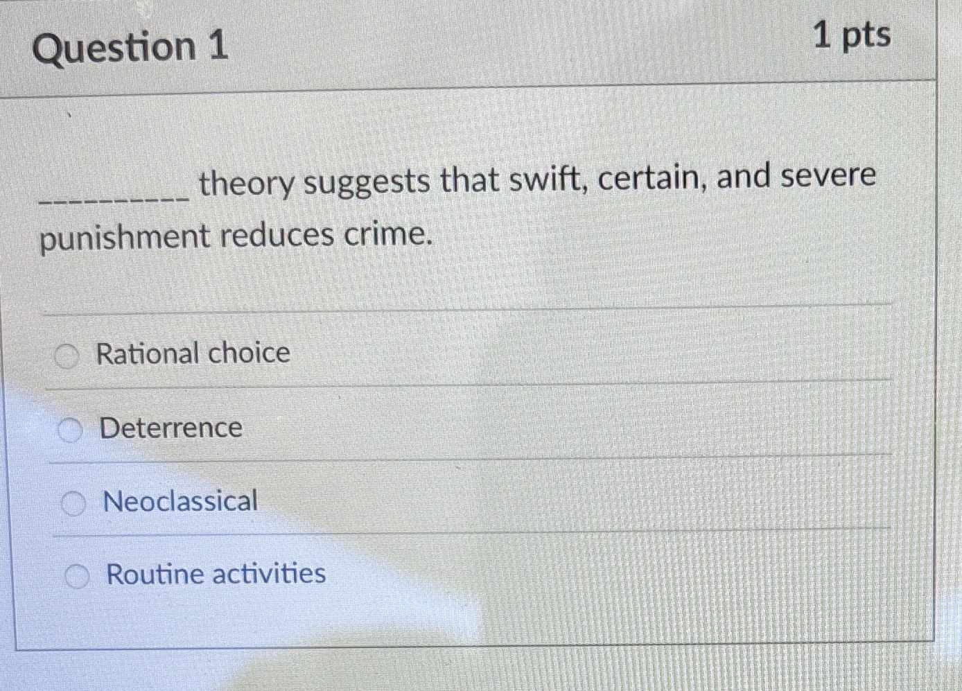 Solved Question 1theory suggests that swift, certain, and | Chegg.com