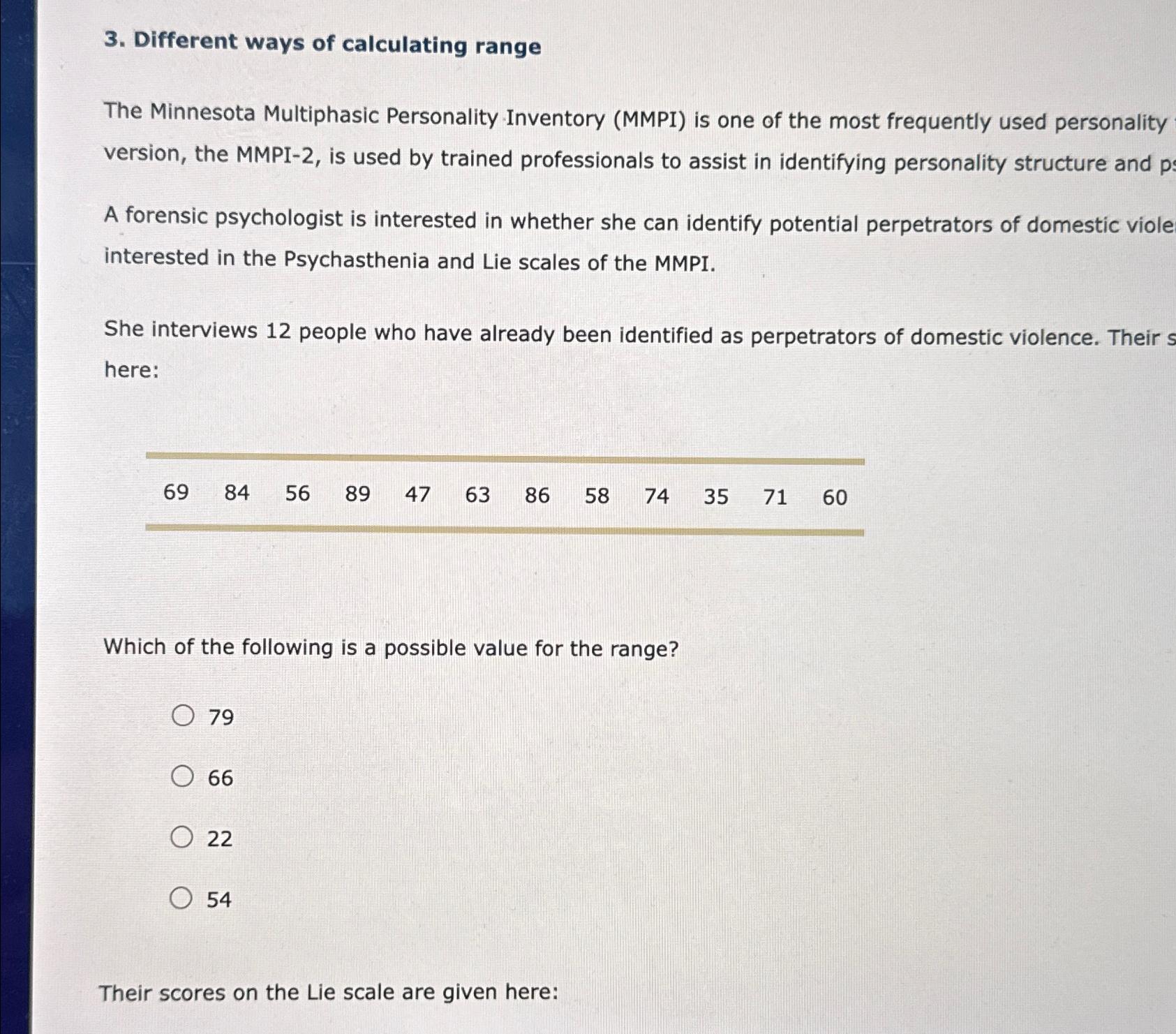 Solved Different ways of calculating rangeThe Minnesota | Chegg.com