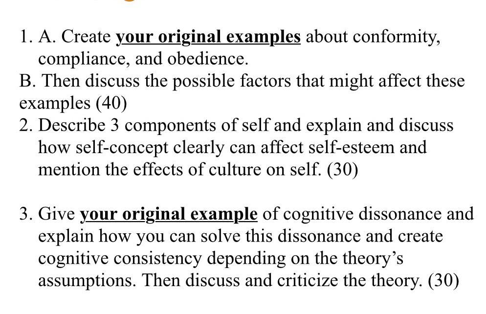 Solved A. ﻿Create your original examples about conformity, | Chegg.com