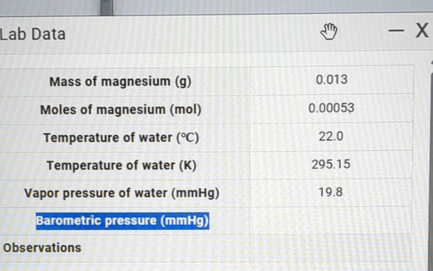 Solved Lab Data\table[[Mass of magnesium (g),0.013],[Moles | Chegg.com