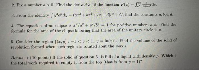 Solved 2. Fix a number a > 0. Find the derivative of the | Chegg.com