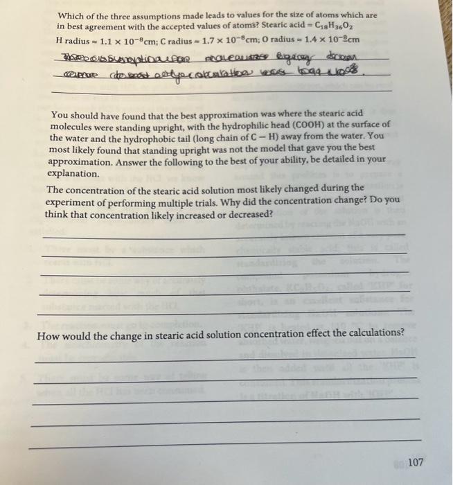 Solved Which of the three assumptions made leads to values | Chegg.com