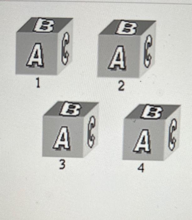 Solved Four cubes, numbered 1 through 4, are shown. Three of | Chegg.com
