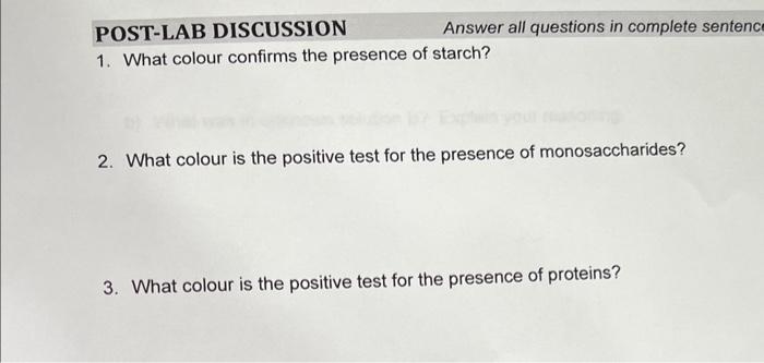 Solved 1. What colour confirms the presence of starch? 2. | Chegg.com