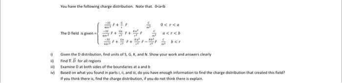 Solved You have the following tharge distribution. Note | Chegg.com