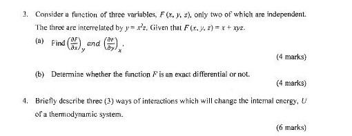 Solved 3. Consider a function of three variables, F(x,y,z), | Chegg.com