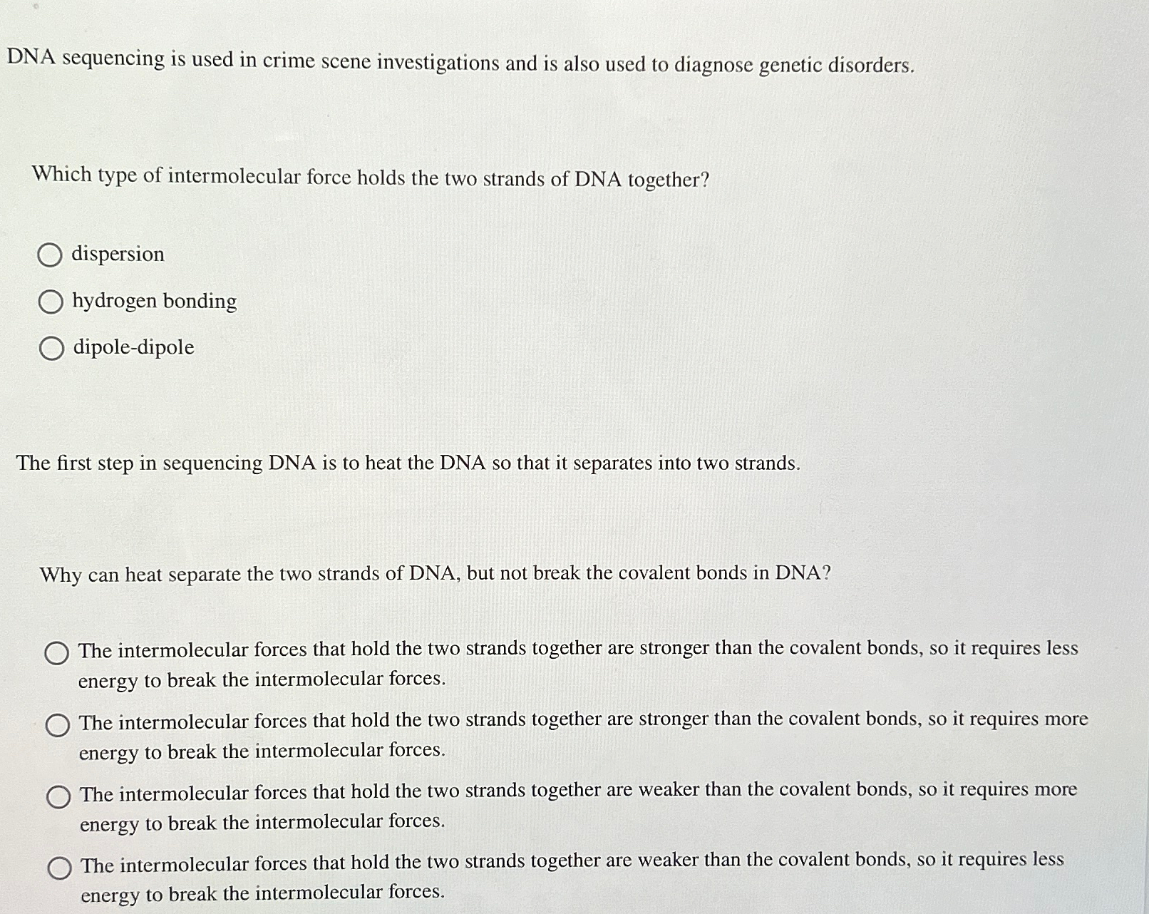 Solved DNA sequencing is used in crime scene investigations | Chegg.com