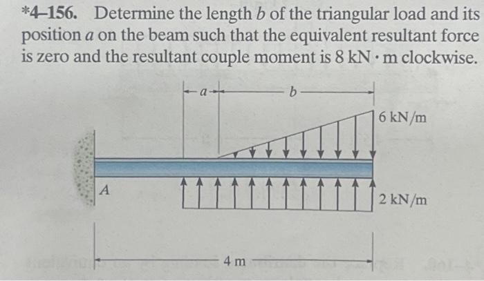 Solved *4-156. Determine the length b of the triangular load | Chegg.com
