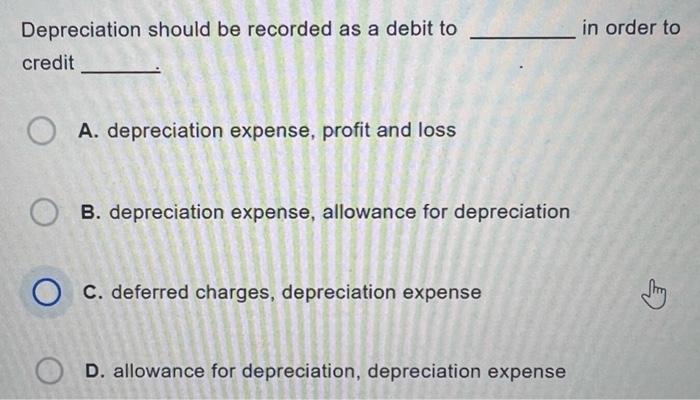 Solved Depreciation should be recorded as a debit to in | Chegg.com