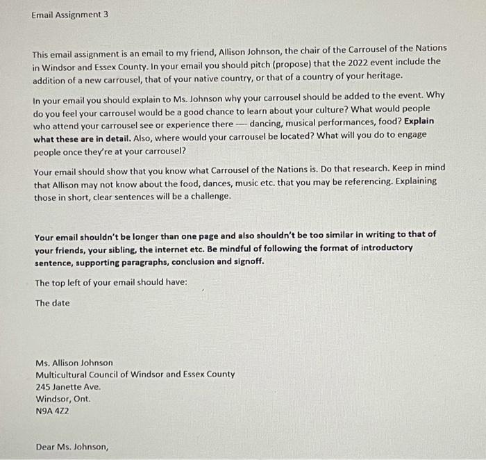 Solved Email Assignment 3 This email assignment is an email | Chegg.com