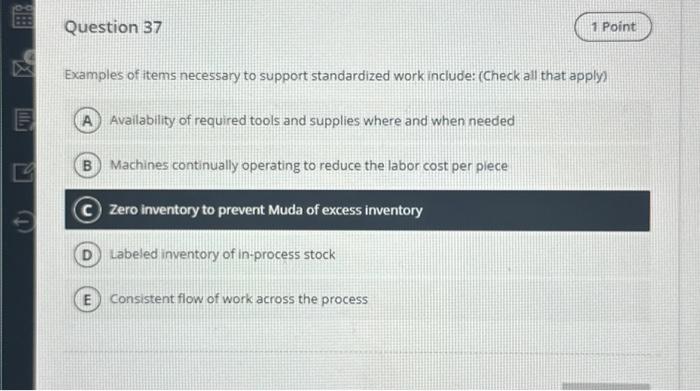 Solved E E Question 37 Examples of items necessary to | Chegg.com