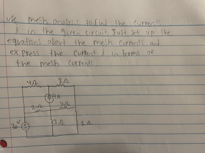 Solved use mesh analysis to find the currents 1 in the given | Chegg.com
