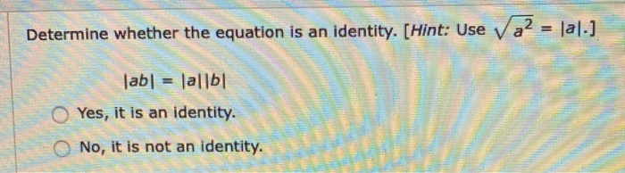 Solved Determine whether the equation is an identity. (Hint: | Chegg.com