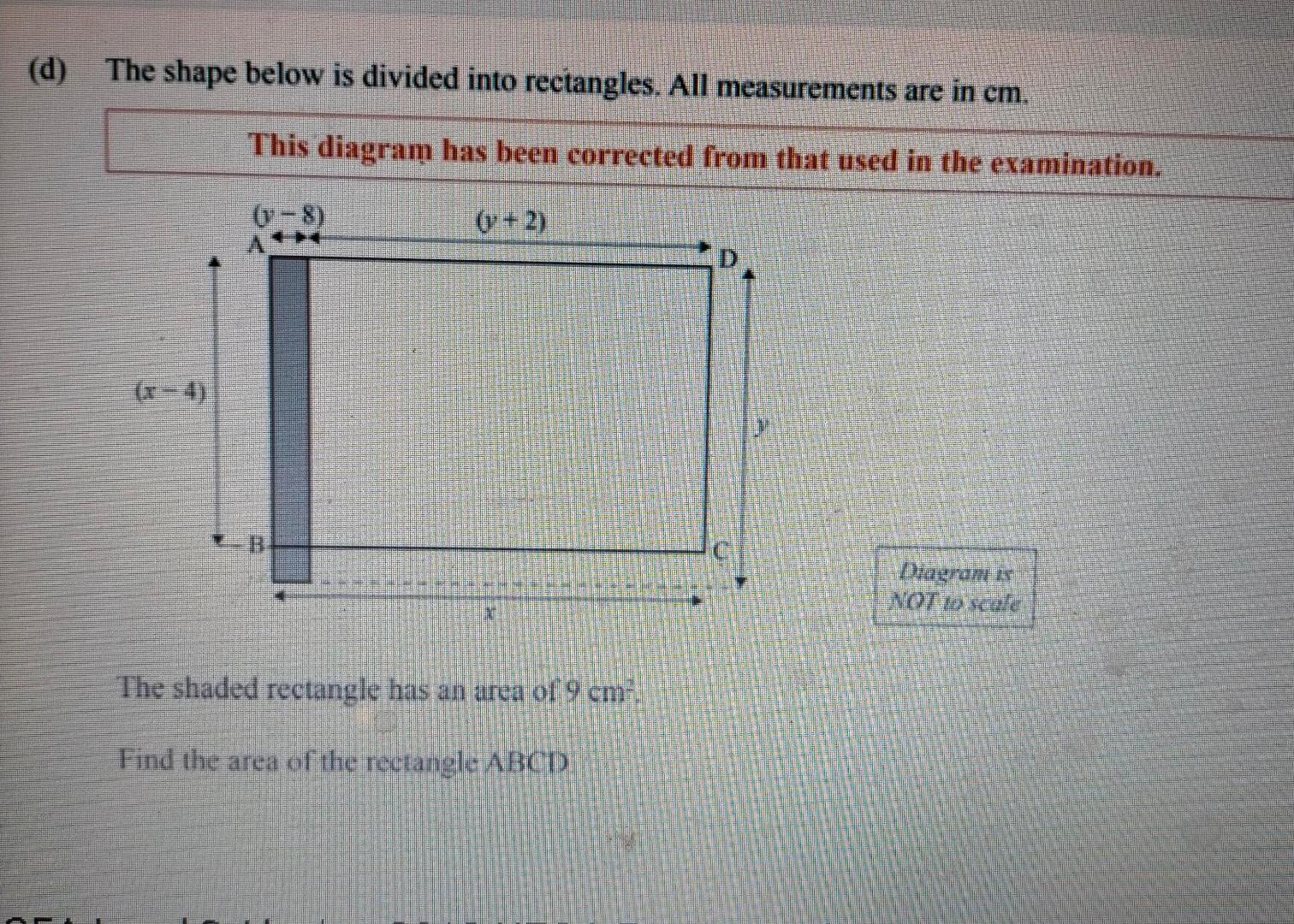 Solved (d) The shape below is divided into rectangles. All | Chegg.com