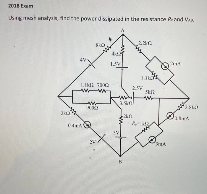 Solved Using mesh analysis, find the power dissipated in the | Chegg.com