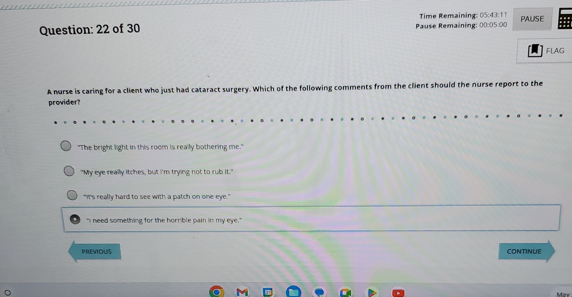 Solved Time Remaining: 05:43:11Question: 22 ﻿of 30Pause | Chegg.com
