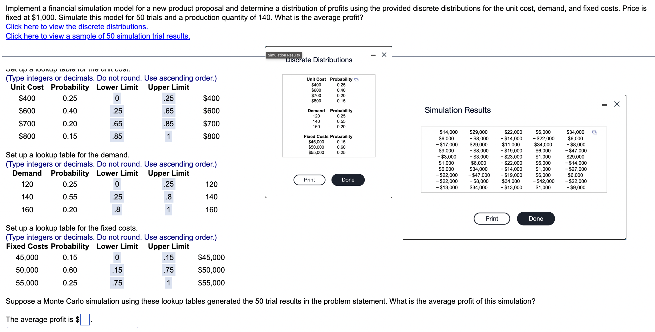 Solved Implement a financial simulation model for a new | Chegg.com
