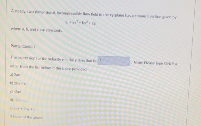 Solved A steady, two-dimensionai, incompressible flow field | Chegg.com