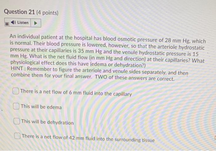 Solved Question 21 (4 points) Listen An individual patient | Chegg.com